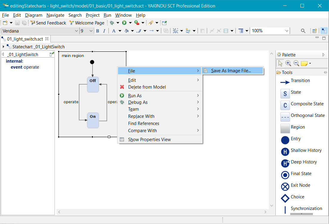 Exporting a statechart as an image file